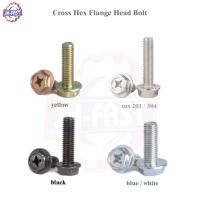 China M3 to M12 Phillips Hex Head Serrated Flange Bolts Steel Stainless Passivation Finish for sale