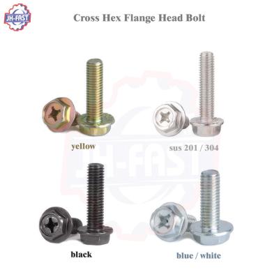 China M3 to M12 Phillips Hex Head Serrated Flange Bolts Steel Stainless Passivation Finish for sale