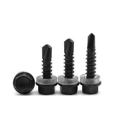China Metric Black Oxide Finish Roofing Tek Screws Carbon Steel ISO Standard Hex Washer Head Self Drilling for sale