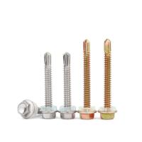 China Metric Black Oxide Finish Roofing Tek Screws Carbon Steel ISO Standard Hex Washer Head Self Drilling for sale