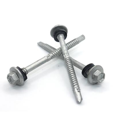 China Zinc Finish Self Drilling Hex Washer Head Screws with Rubber Washers for Roofing for sale