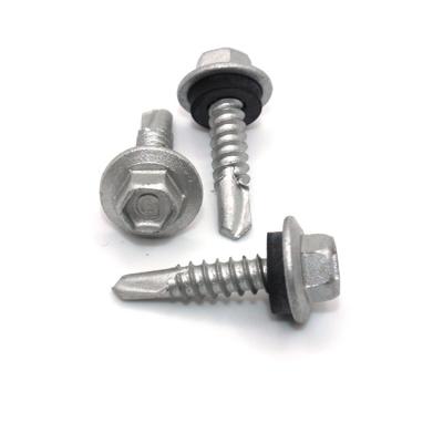 China Hex Head Self Drilling Screws with Rubber Washers for Roofing ISO9001 Carbon Steel 12-14x25mm for sale