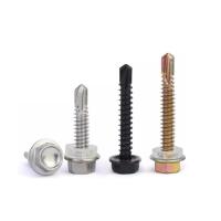 China M3 M4 12mm Hex Washer Head Self Drilling Screw Yellow Black Zinc Plated Carbon Steel for Wood for sale
