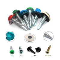 China M3 M4 12mm Hex Washer Head Self Drilling Screw Yellow Black Zinc Plated Carbon Steel for Wood for sale