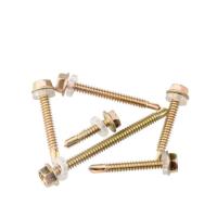 China M3 M4 12mm Hex Washer Head Self Drilling Screw Yellow Black Zinc Plated Carbon Steel for Wood for sale