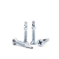 China Flat Head Self Drilling Screw with Wings and Ears Blue Black Yellow Zinc Plated for sale