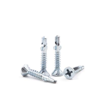 China Flat Head Self Drilling Screw with Wings and Ears Blue Black Yellow Zinc Plated for sale