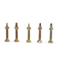 China Flat Head Self Drilling Screw with Wings and Ears Blue Black Yellow Zinc Plated for sale