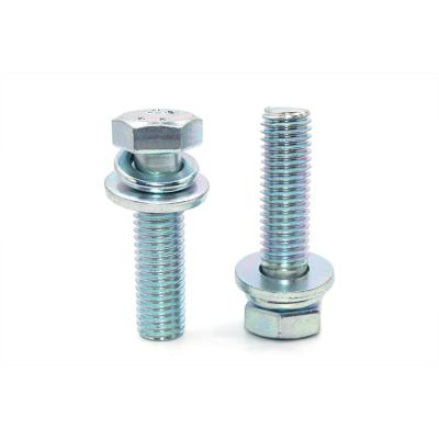 China GB Standard Black Galvanized Hexagon Head Bolt with Spring Washer Combination Screw M6 for sale