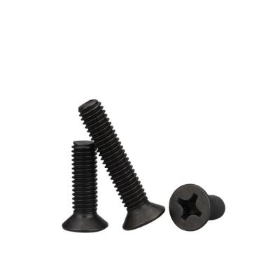 China DIN965 Flat Head Phillips Machine Screws Black Zinc Carbon Steel ISO9001 for sale