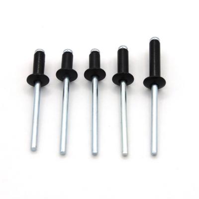 China Aluminium Steel Open End Pop Rivets Black Head ISO Standard 3mm to 6mm for sale