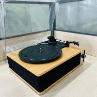 China Vintage Vinyl Bluetooth Speaker Retro Design 3 Speed Record Player Speaker With Dust Cover for sale