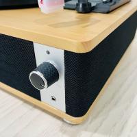 China Vintage Vinyl Bluetooth Speaker Retro Design 3 Speed Record Player Speaker With Dust Cover for sale