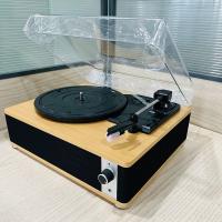 China Vintage Vinyl Bluetooth Speaker Retro Design 3 Speed Record Player Speaker With Dust Cover for sale