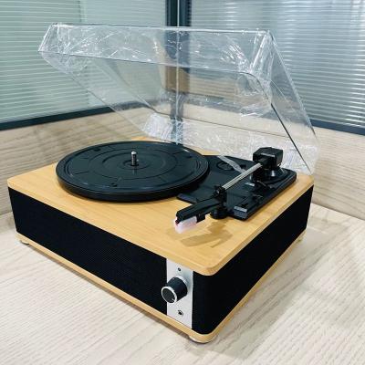 China Vintage Vinyl Bluetooth Speaker Retro Design 3 Speed Record Player Speaker With Dust Cover for sale