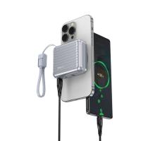 China ABS Fast Charge Power Bank 10000mAh Compact Multi Port Power Bank With Data Cable for sale