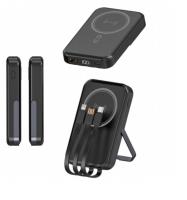 China Large Capacity Multi Device Power Bank Portable 10000mah Power Bank With Built In Cables / Stand for sale