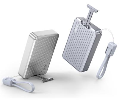 China Cellphone 10000mAh Magnetic Wireless Power Bank With Fast Charging Built In Cable for sale