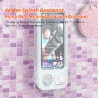 China 5W Bathroom Speaker with Touch Screen Adjustable Angle IPX5 Waterproof Strong Suction 8H Playtime Portable Bluetooth Speaker with Microphone for sale