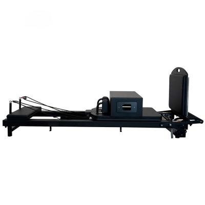 China Custom Black Aluminum Pilates Reformer 2450x630x280mm Fully Stocked for Home Commercial Studio for sale