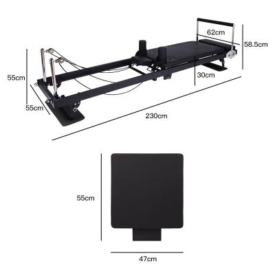 China Dual Purpose Large Steel Frame Pilates Reformer Foldable Home Fitness Equipment with Latex Springs for sale