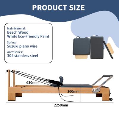 China Beech Wood Pilates Reformer 2250x630x300mm for Home Studio Use for sale