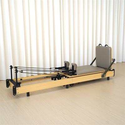 China Jaalee Portable Foldable Wood Pilates Reformer 237x61x28cm for Studio Gym for sale