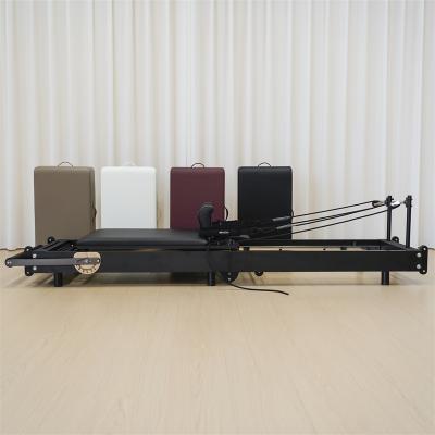 China Luxury Foldable Wooden Pilates Reformer 237x61x28cm Portable Gym Equipment Beige for sale