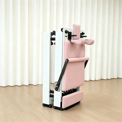 China Oak Wood Folding Pilates Reformer 237x61x28cm with Aluminium PU for Home Gym Studio for sale