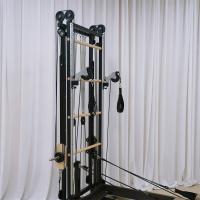 China Solid Wood Pilates Reformer with Spiral Half Trapeze Tower Custom Frame Leather Color Logo Complete Accessories for sale