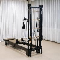 China Solid Wood Pilates Reformer with Spiral Half Trapeze Tower 304 Stainless Steel Custom Logo OEM for sale