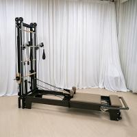 China Solid Wood Pilates Reformer with Spiral Half Trapeze Tower 304 Stainless Steel Hardware Custom Frame Color for sale