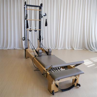 China Maple Wood Pilates Reformer with Half Tower 304 Stainless Steel Hardware for Gym Studio Home Use for sale