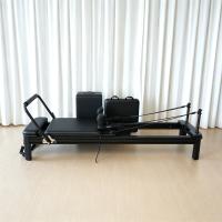 China Commercial Black Aluminium Pilates Reformer Full Sliding Track Core Training Bed With Box & Footrest for sale