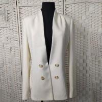 China Loose Fit Casual White Blazer Double - Breasted For Office Ladies for sale