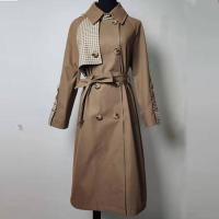 China Double - Breasted Long Belted Checkered Trench Coat For Spring And Autumn for sale