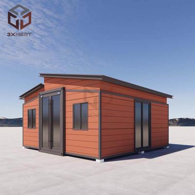 China Premade House with Double Sloped Roof and Steel Door for sale