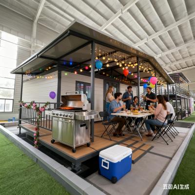China 220V Voltage Expandable Double Wing 20ft Container House with One 32 Leakage Protector and Steel Column Bending Parts 2.0mm for sale