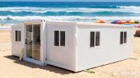 China Foldable 20ft Container with Compact Folding Size L5900*W2200*H2480mm Wind Resistance 0.60KN/M² and 80*100*2.5mm Square Tube Bottom Side Beam for sale
