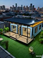 China Expandable Container House with 100mm Thick Wall 5.5 Tons Net Weight and L-shaped Cabinet for sale