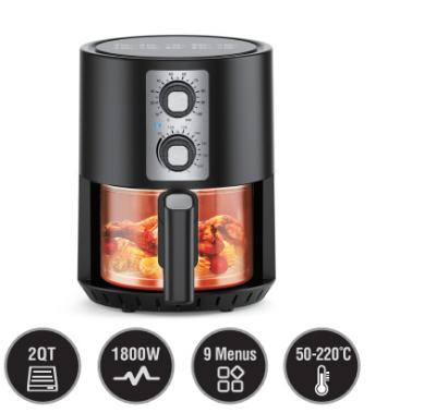 China 110-240V 1800W Digital Electric Air Fryer with Detachable Non-Stick Pan 2QT for sale