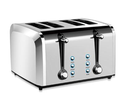 China Stainless Steel 4 Slice Toaster with Cord Storage 1500W Electric Bread Toaster for sale