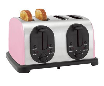 China Stainless Steel 4 Slice Toaster Pop Up Bread Toaster 1500W 4 Slot for sale