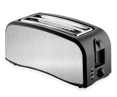 China Stainless Steel 4 Slice Toaster 2 Long Slot 6 Time Setting Anti-Slip Feet for sale