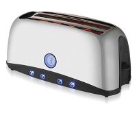 China Stainless Steel 4 Slice Long Slot Toaster 2 Slot Anti Slip Feet 1500W for sale
