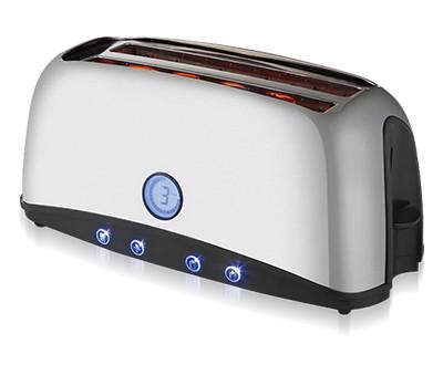 China Stainless Steel 4 Slice Long Slot Toaster 2 Slot Anti Slip Feet 1500W for sale