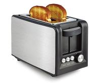 China Stainless Steel 2 Slice Wide Slot Toaster with Bread Centering 6 Time Setting for sale