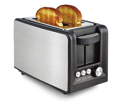 China Stainless Steel 2 Slice Wide Slot Toaster with Bread Centering 6 Time Setting for sale