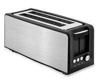 China Stainless Steel 4 Slice Long Bread Toaster 1500W with 6 Time Settings for sale