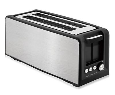 China Stainless Steel 4 Slice Long Bread Toaster 1500W with 6 Time Settings for sale